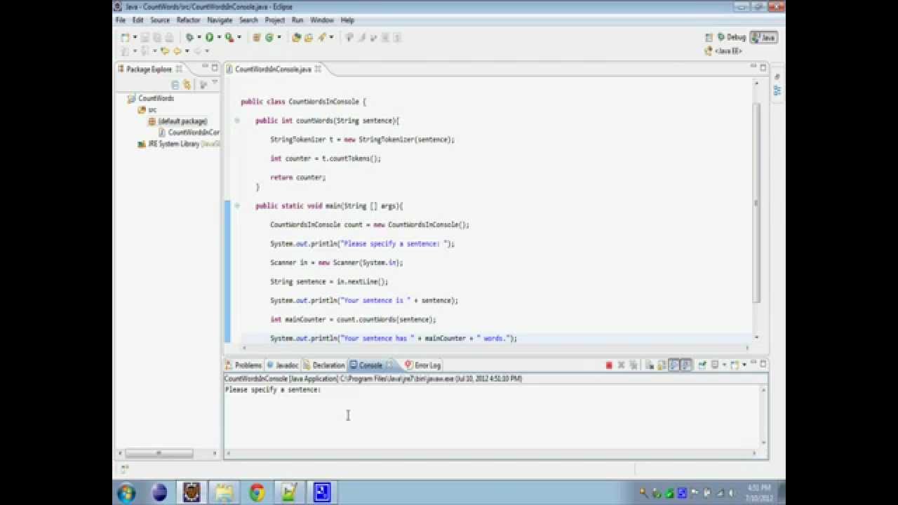 Count Words Java Console Application