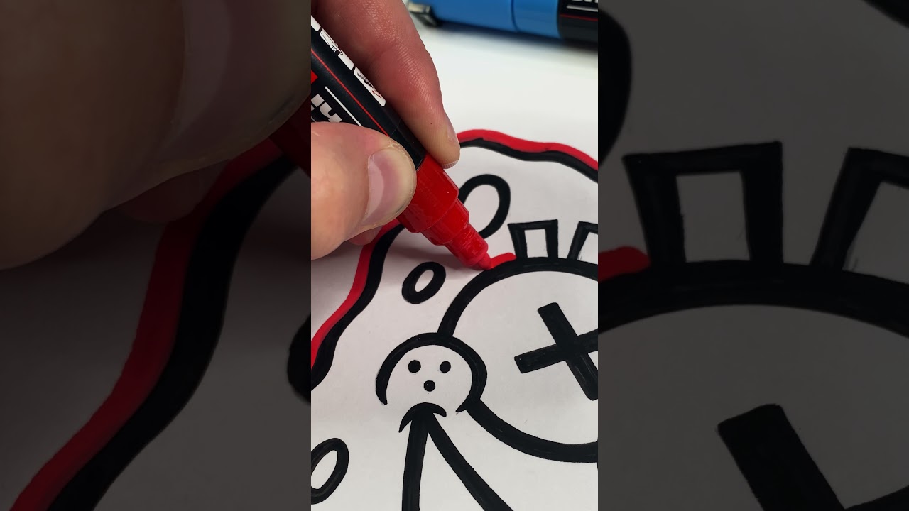 Drawing SpongeBob with Posca Markers! Glitch Effect!