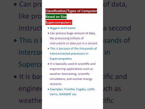 Classification / Types of Computer || Computer Basic Knowledge Part 15 #computerbasics #notes