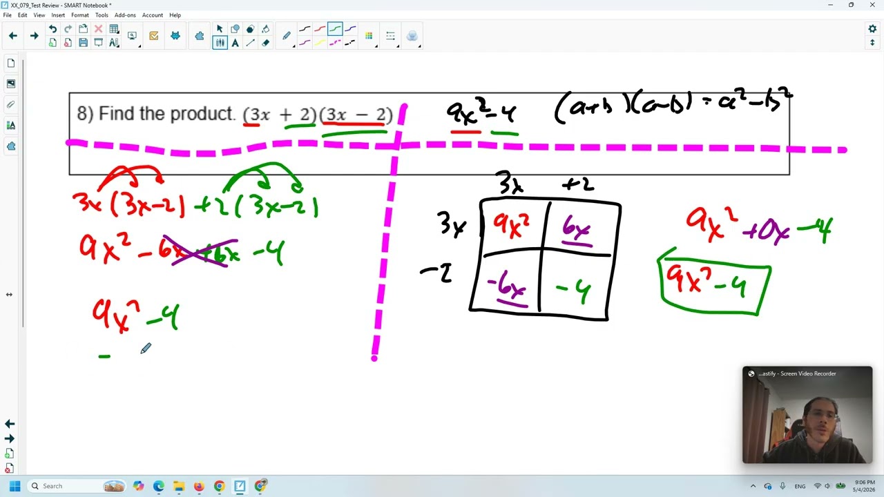 Alg 1 Unit 7 ft 9 Test Review