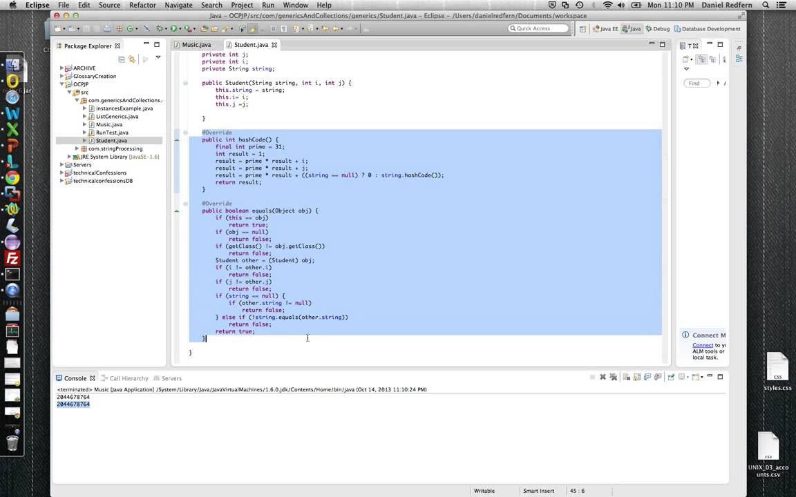 Java Programming Tutorial - 05 - Difference between HashCodes and equals Method
