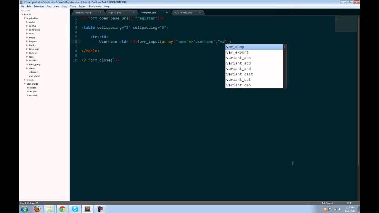 CodeIgniter - Registration Tutorial Part 2 - Form Setup