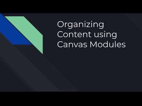 Organizing Course Content in Canvas Modules