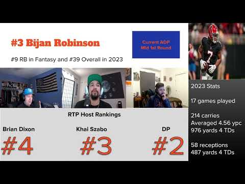 Fantasy Football 2024 PPR RB Rankings 1-20 (Segment)
