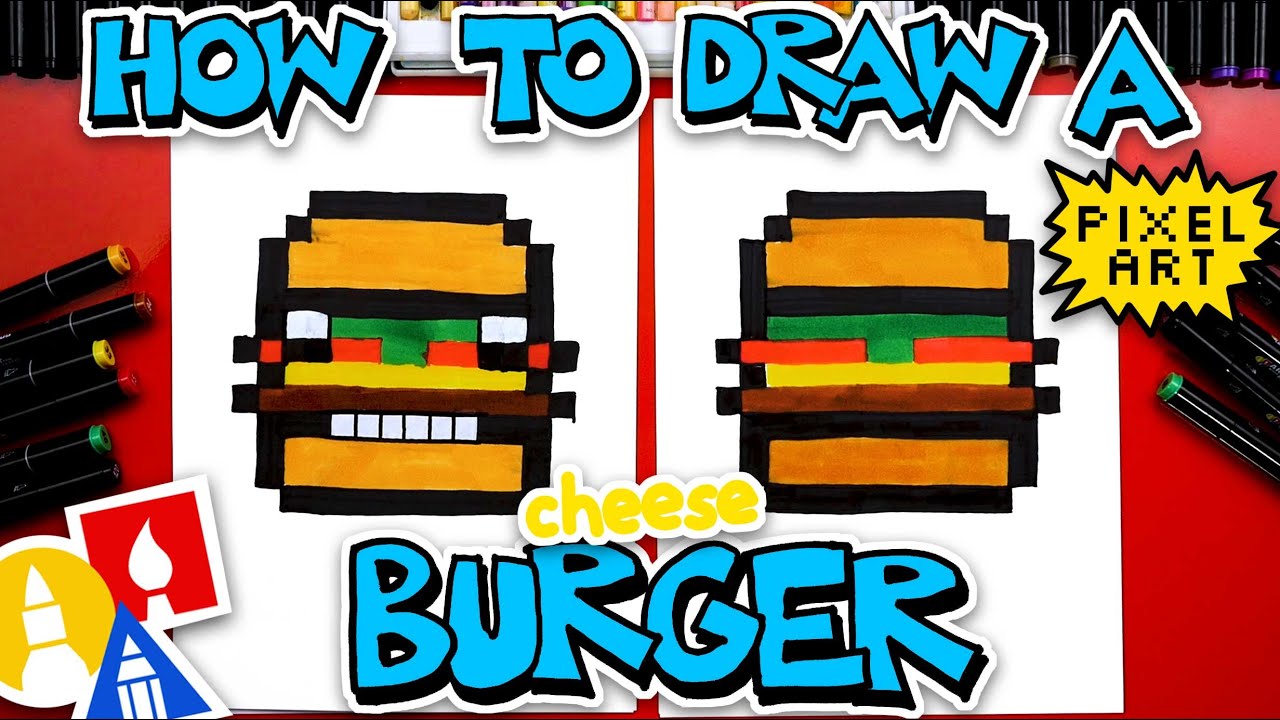 How To Draw A Cheeseburger Pixel Art (Hamburger)