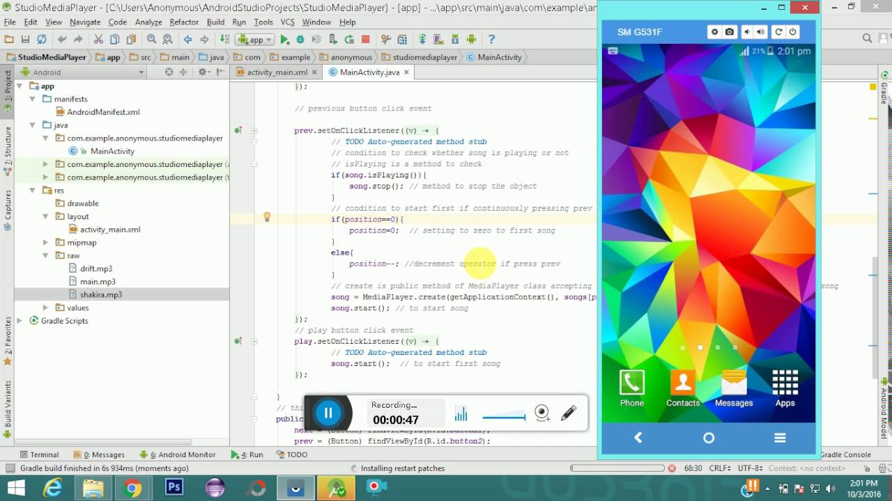 Android MediaPlayer Example - Android Studio
