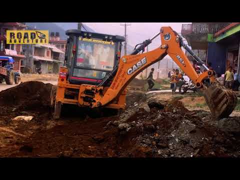 Case Backhoes digging on Road | Dozer video for kids | Real Construction Video – Road Adventure