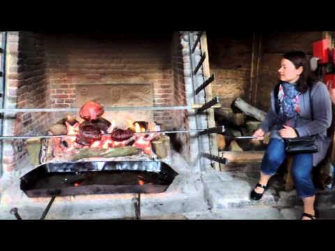 Martina turning the spit roast in Hampton Court Palace