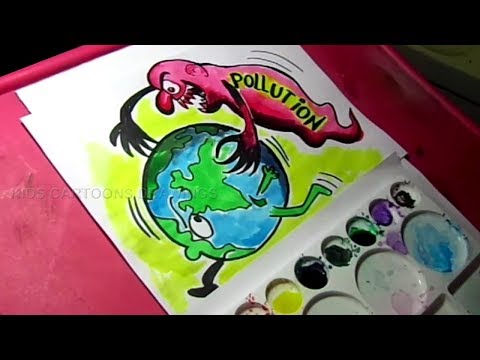 How to Draw Stop Pollution poster Drawing for Kids | Bert Lykin