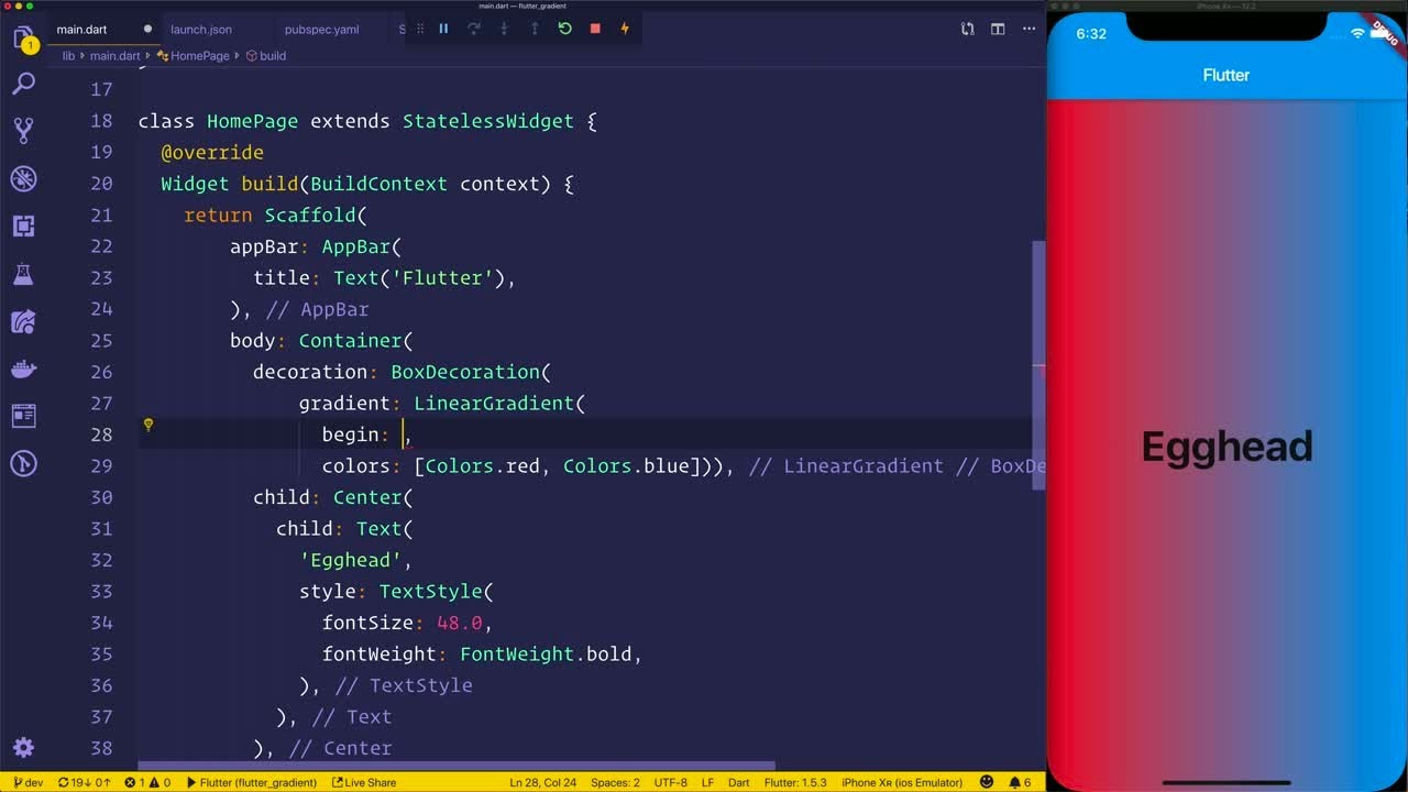 Complete LinearGradient Background Color Flutter