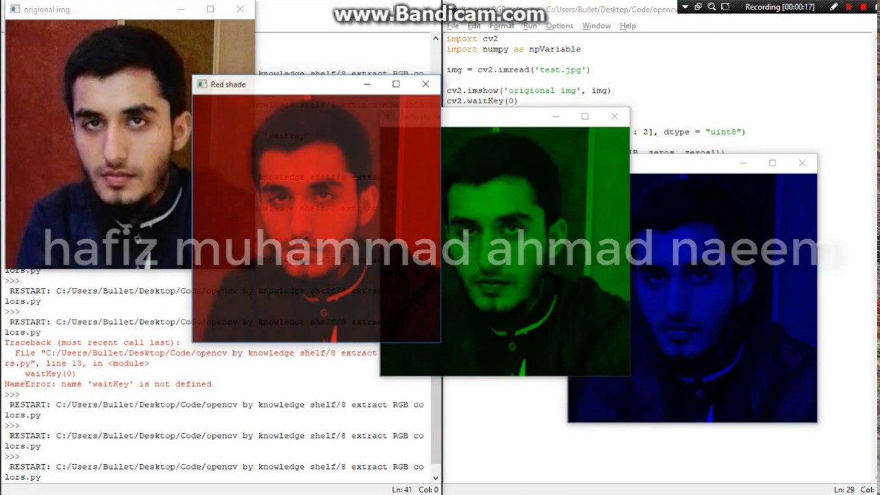 extract RGB colors from an image using opencv || python || image processing