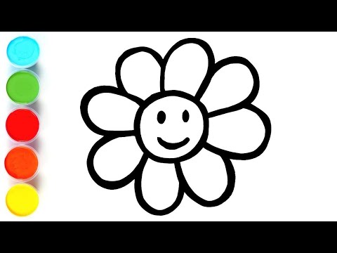 How To Draw cute Flower Drawing, Painting & Coloring For Kids and Toddlers_ Child Art🌈🎨