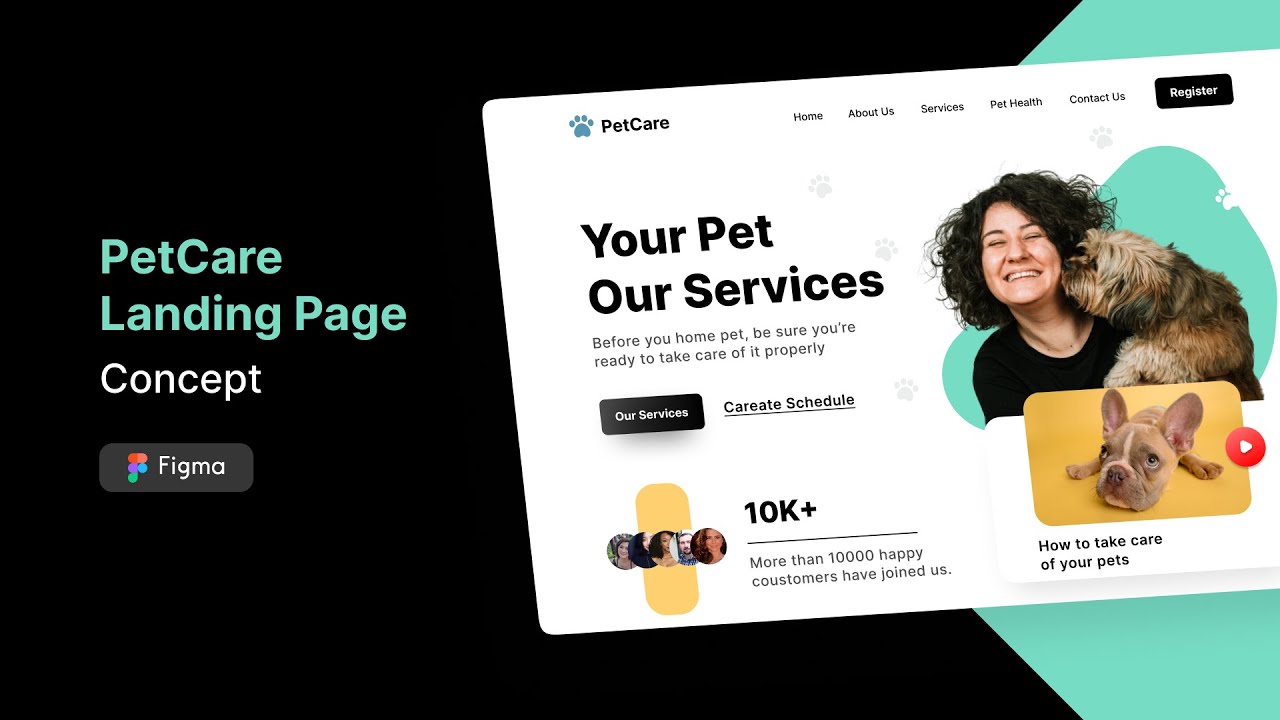 Designing a PetCare Landing Page UI Design in Figma - Speed Art Tutorial