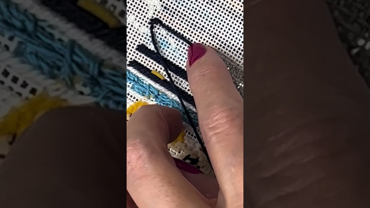 How to start a thread in needlepoint: Waste Knot