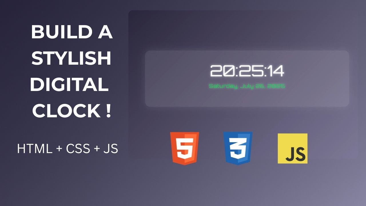 Build This Stunning Digital Clock UI (HTML + CSS + JS)