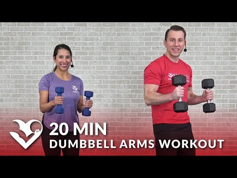20 Minute Dumbbell Arms Workout at Home for Women & Men - Biceps Triceps Arm Workout with Dumbbells