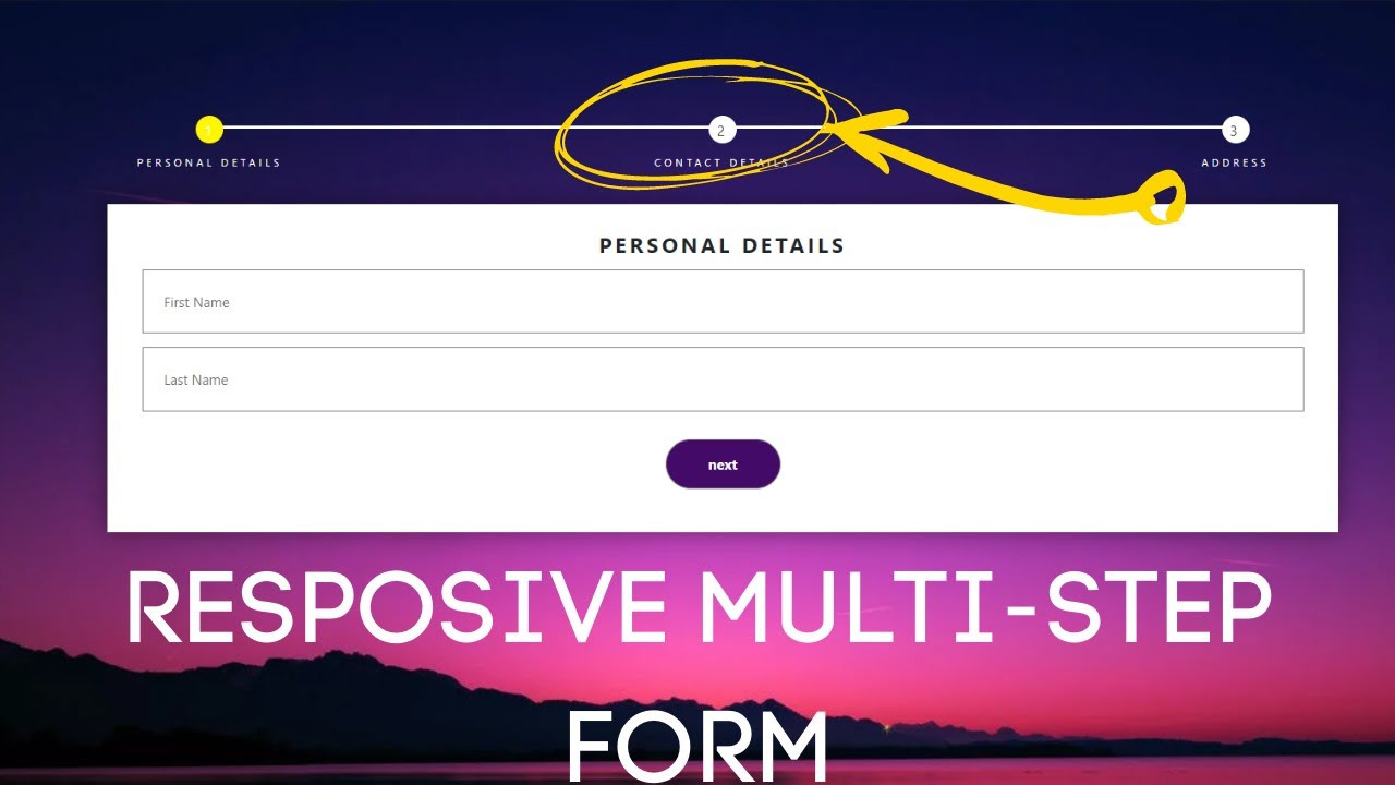 Multi Step registration Form using HTML CSS and Javascript Tutorial | Responsive  | HTML Form Design