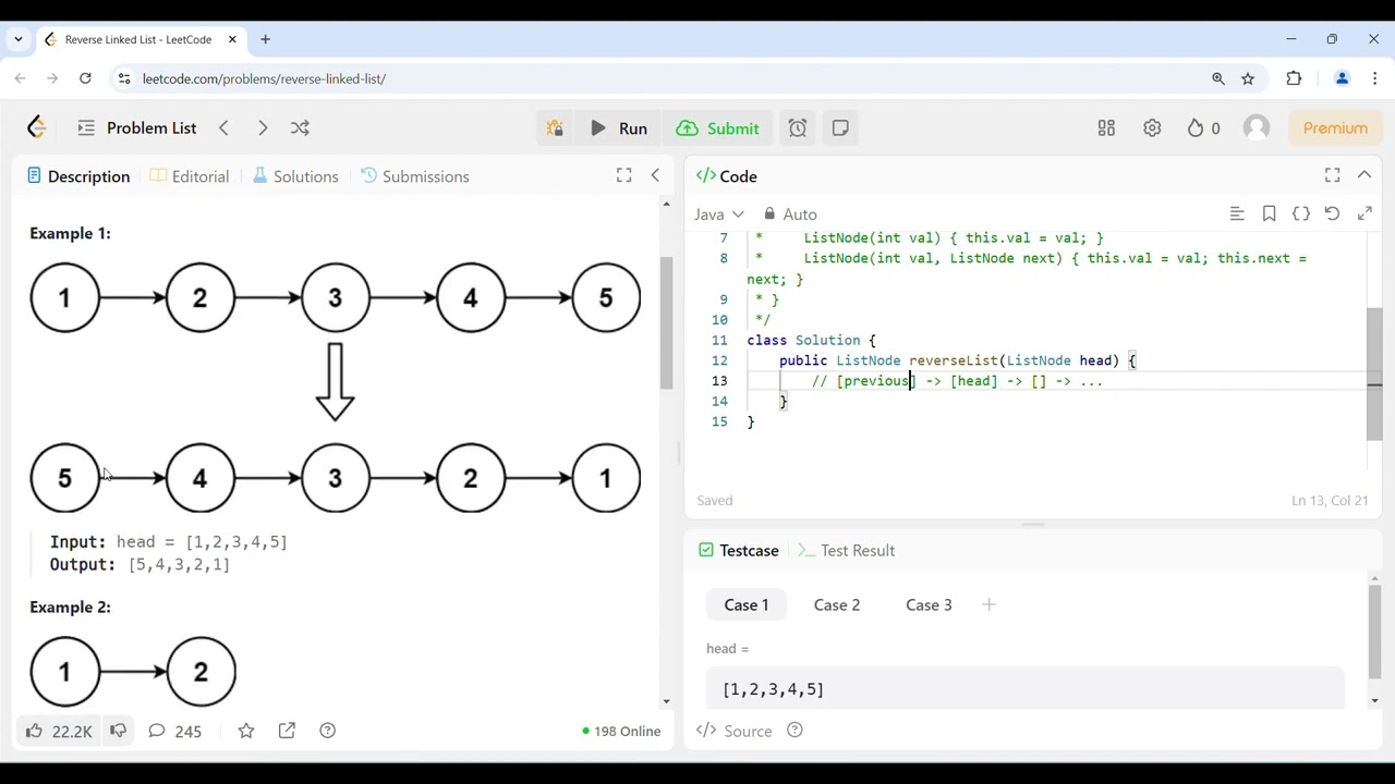 Leetcode problem 206 Reverse linked list (Java)