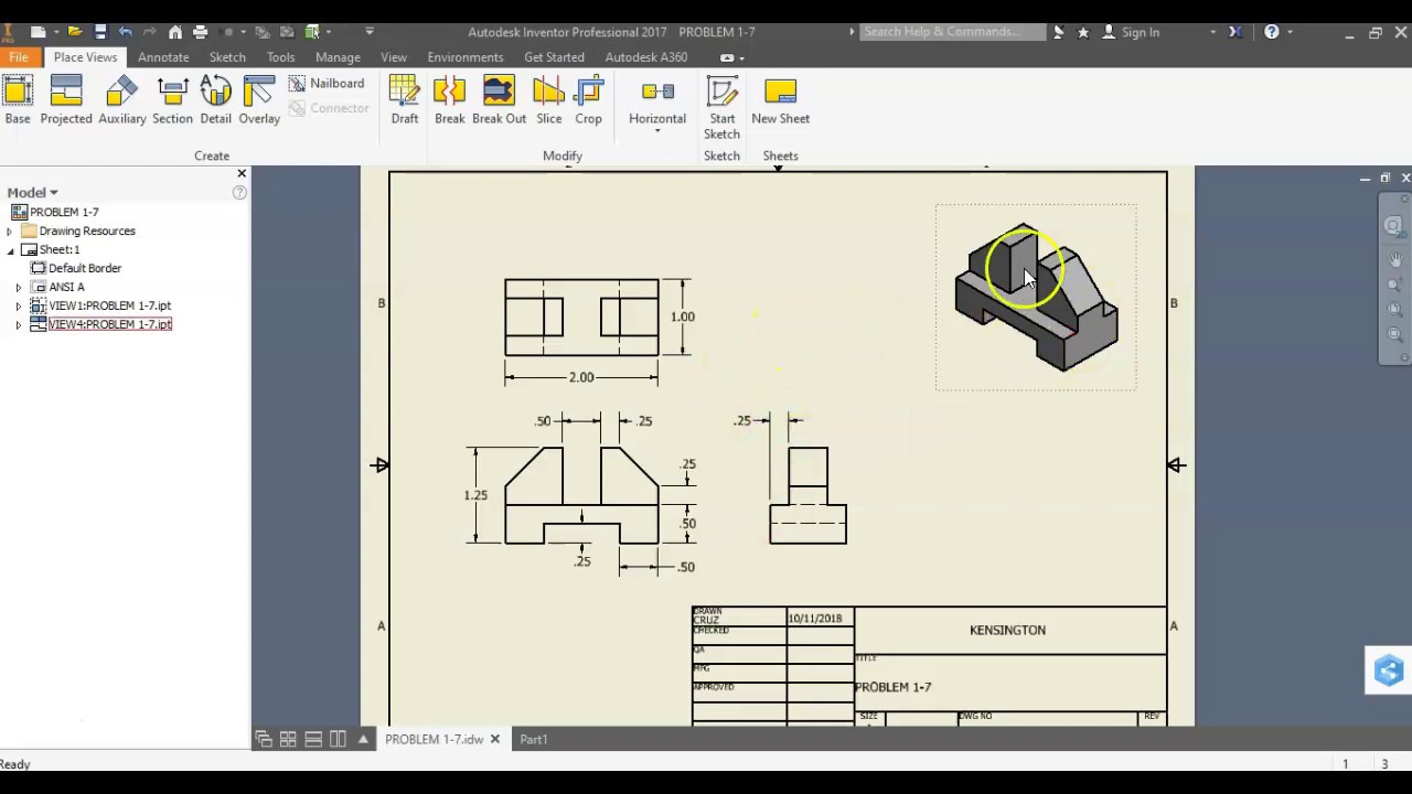 Problem 1-7: Autodesk Inventor Tutorial