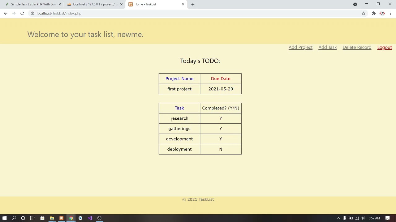 Simple Task List In PHP With Source Code| Source Code & Projects