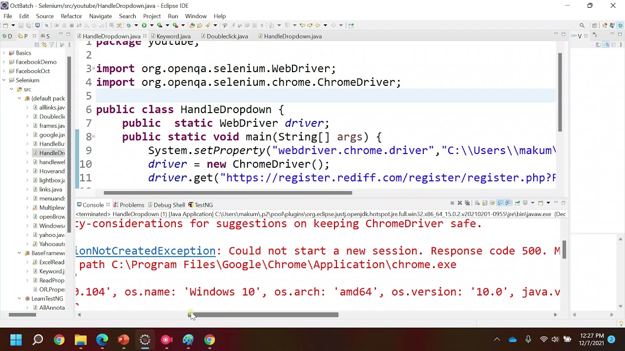 How to resolve SessionNotCreatedException while working with selenium