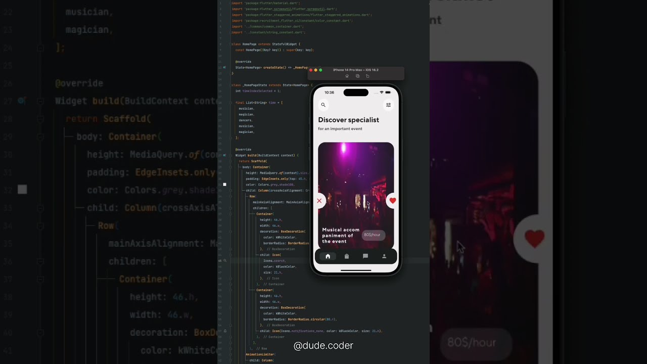Artist Recruitment app UI | Flutter animation app UI #flutter
