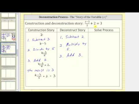 Solve An Equation Using Construct/Deconstruct Story I (Three Step ...