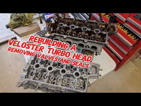 Hyundai Veloster Turbo Head Rebuild - Removing Valves and valve seals - cleaning process