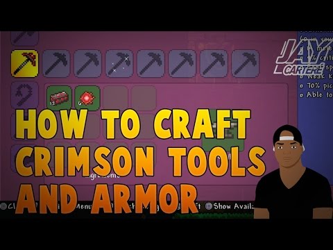 Terraria PS4 Tutorial - How To Craft Crimson Tools And Armor