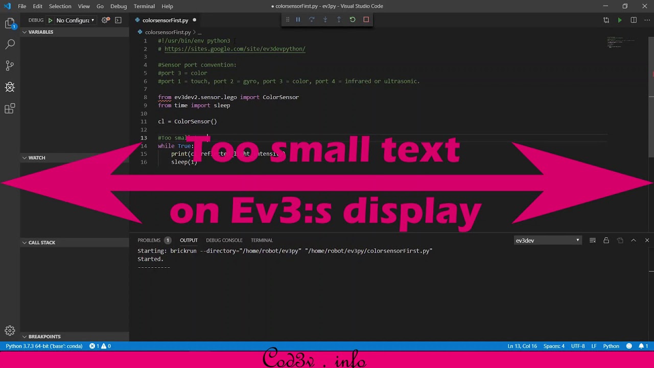 ColorSensor ev3dev Mindstorms VS Code Python v2