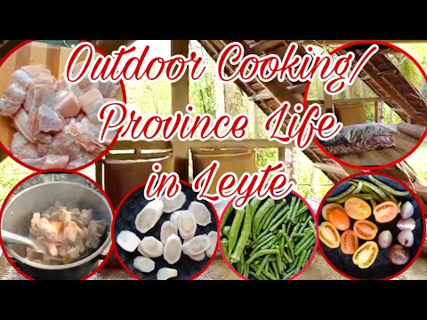 Outdoor Cooking/ Province Life/ Leyte Philippines/ Pork Sinigang/Pinoy Food/ Bahay Kubo/Countryside