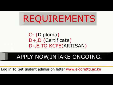 Eldoret Technical Training Institute 2020 Intake