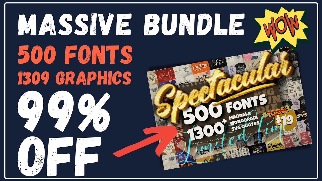 Massive Fonts, Graphics, and T-Shits Designs Bundle On Creative Fabrica