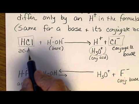 Conjugate acid-base pairs (differ by an H+ in formula)