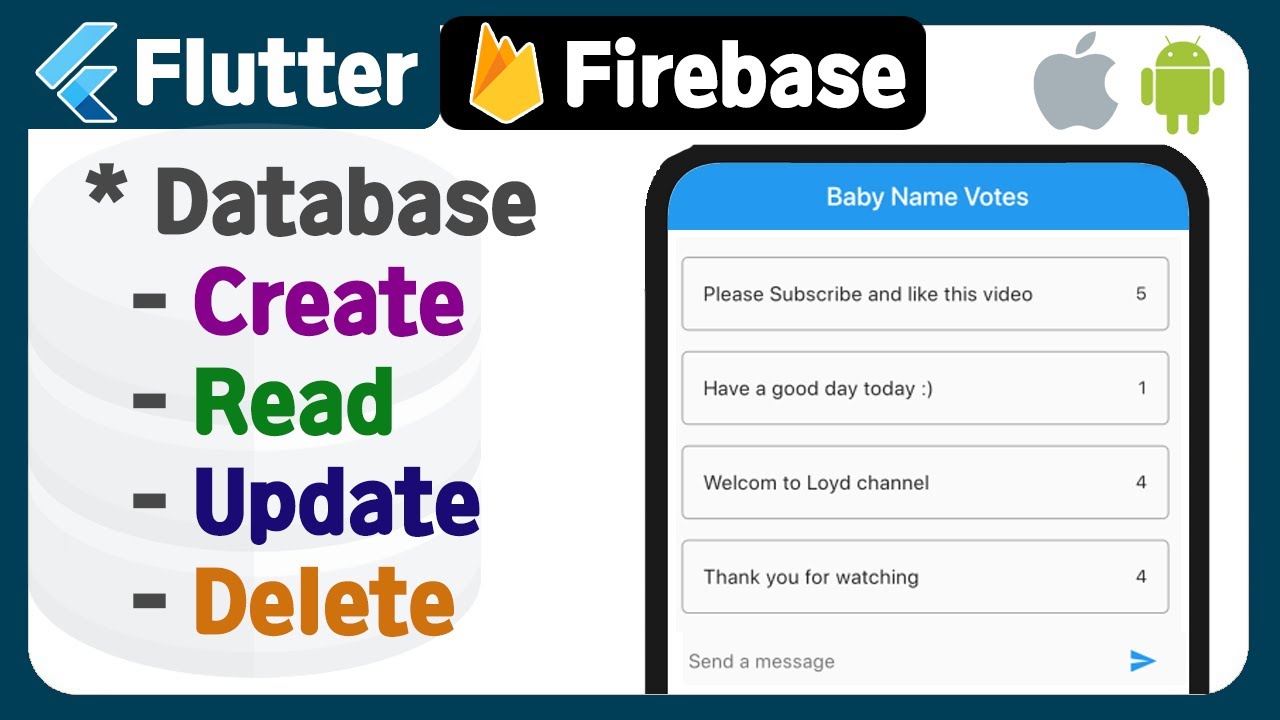 Flutter with Firebase (3) - Database ( Create, Read, Update, Delete ) example, tutorial