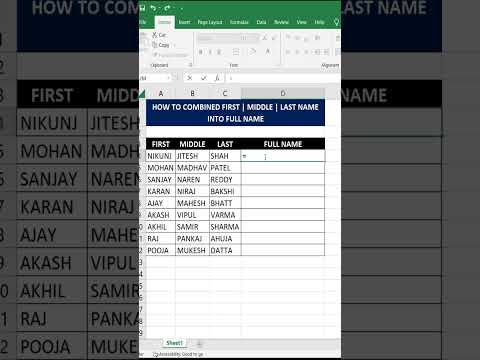How to Combined First Name, Middle Name and Last Name into Full Name in MS Excel | Microsoft Excel