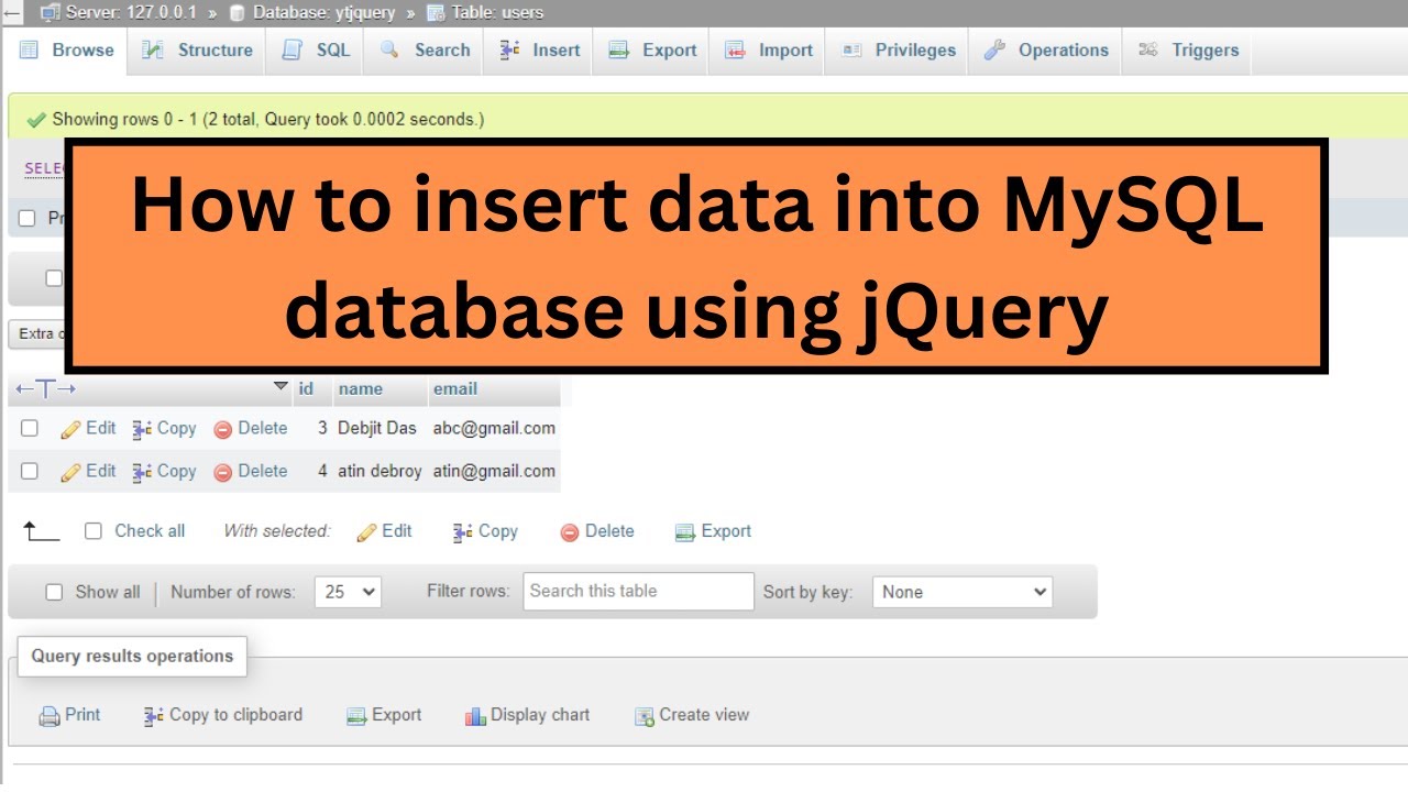 How to insert data into MySQL database using jQuery || How to insert data using Ajax in PHP
