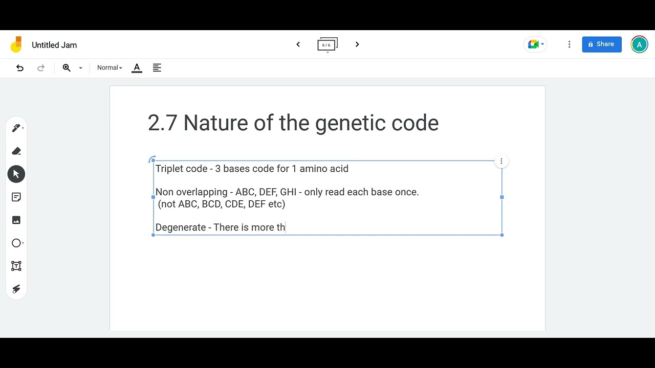 SNAB 2.7 Nature of the genetic code