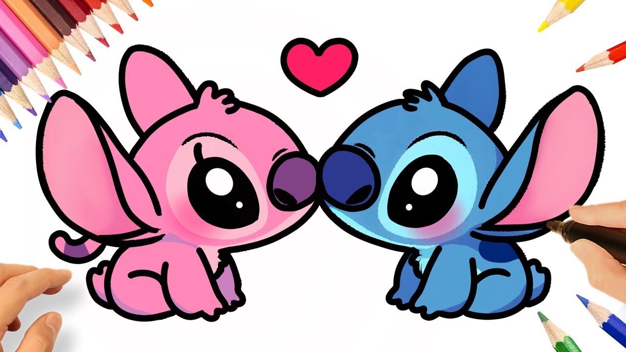 CÓMO DIBUJAR A STITCH Y ANGEL FACIL 💙