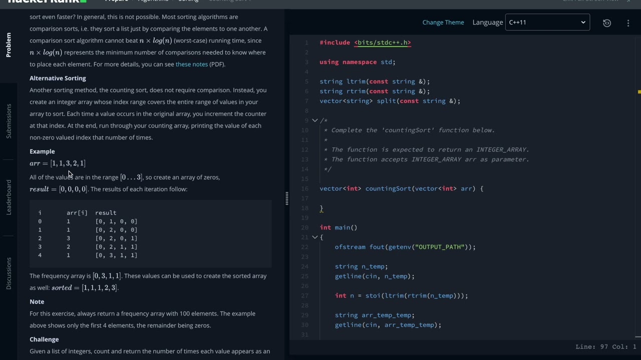 Hackerrank: Counting sort 1
