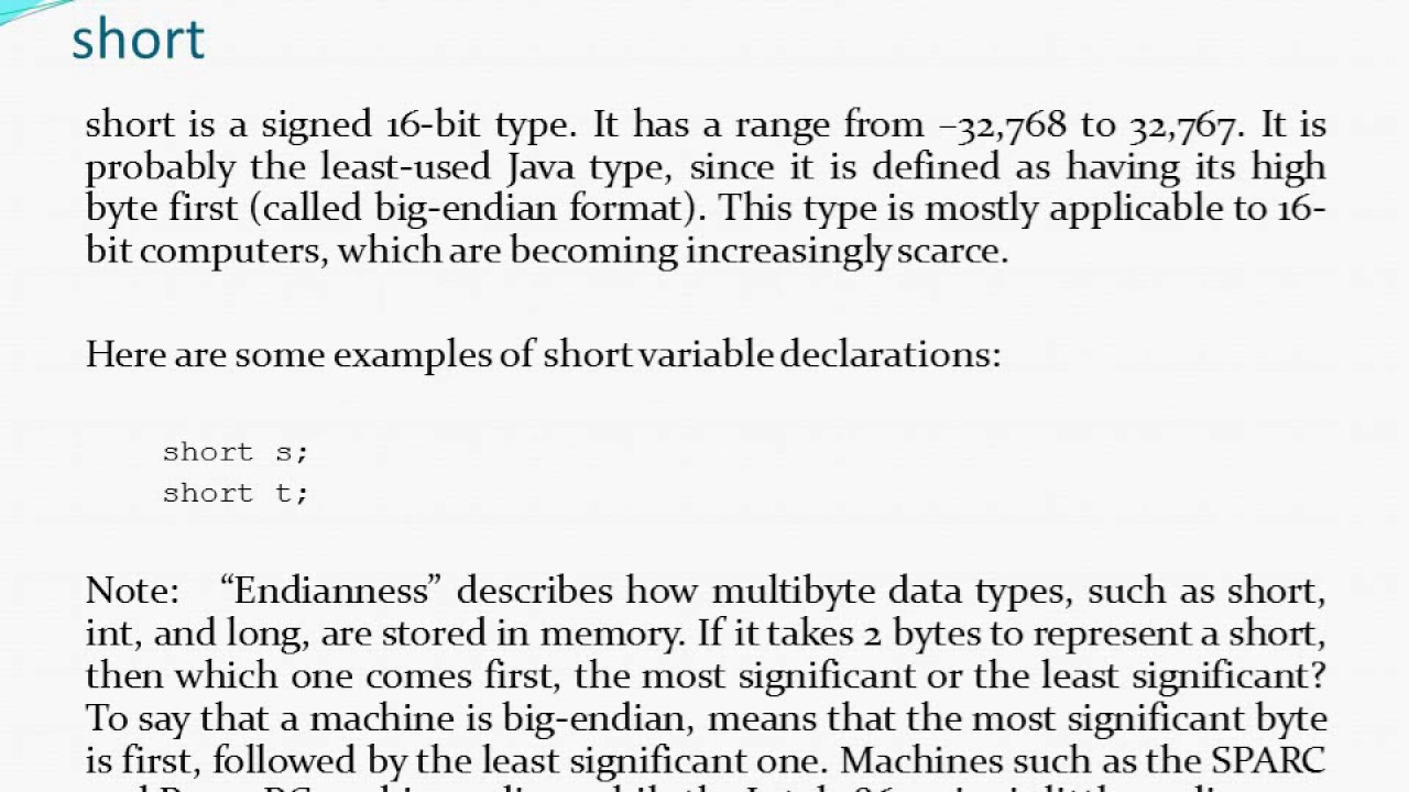 Integers - Java  (byte, short, int, long)