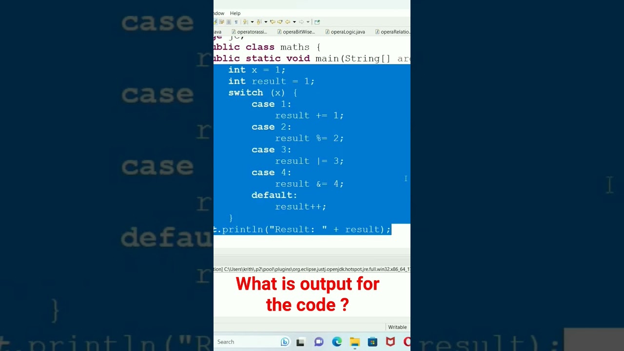 Interview Quiz Switch case break in java