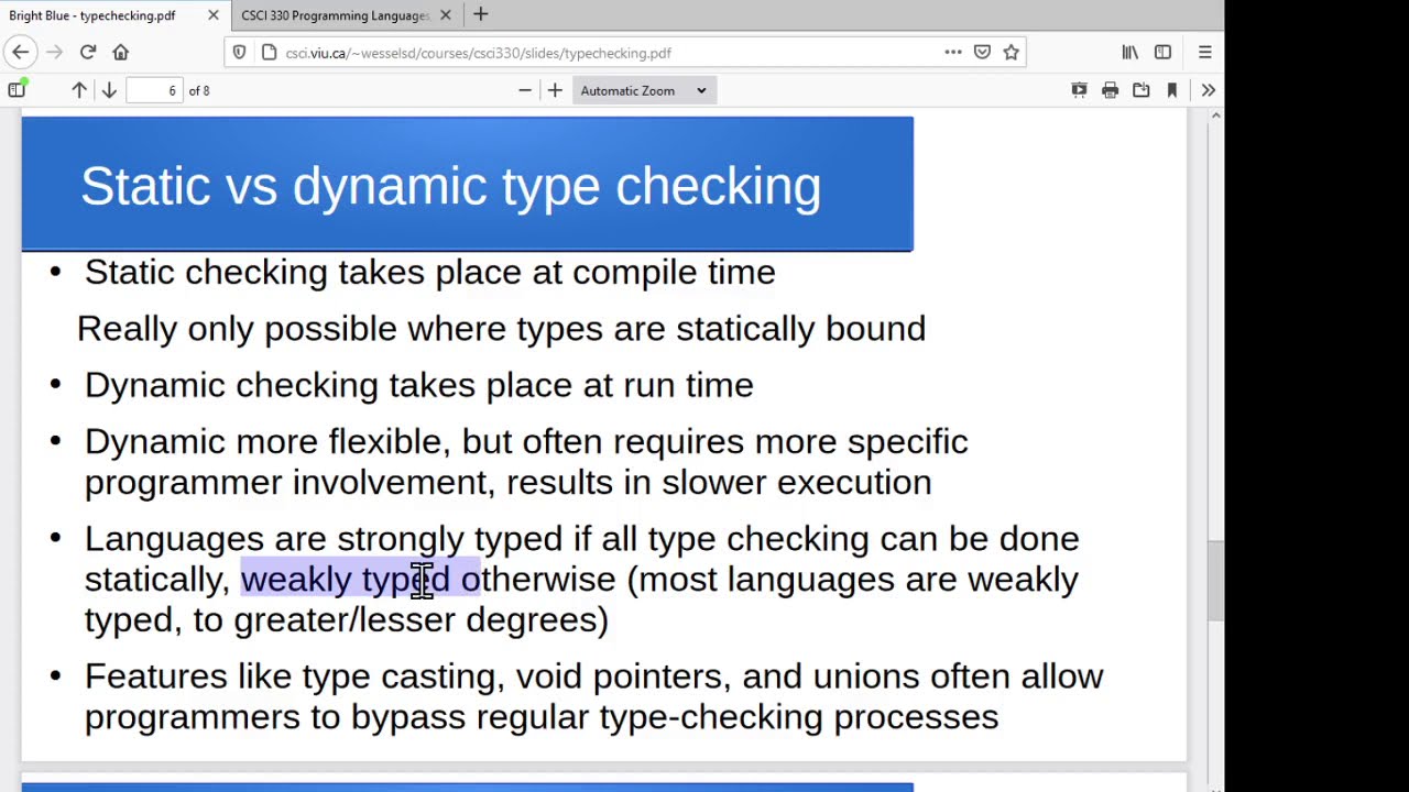 Data types and type checking
