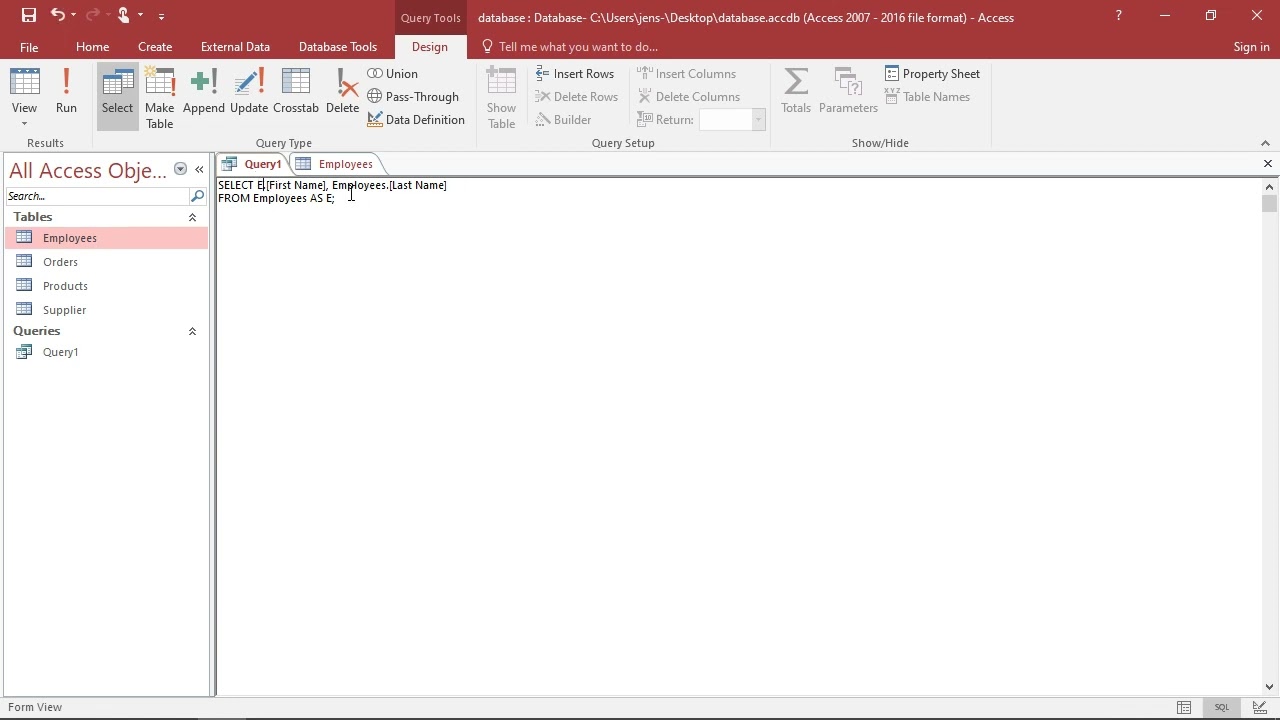SQL in MS Access - Shorten Queries with Aliases