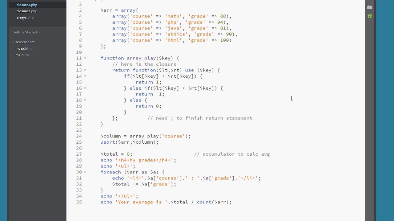 PHP usort with closure