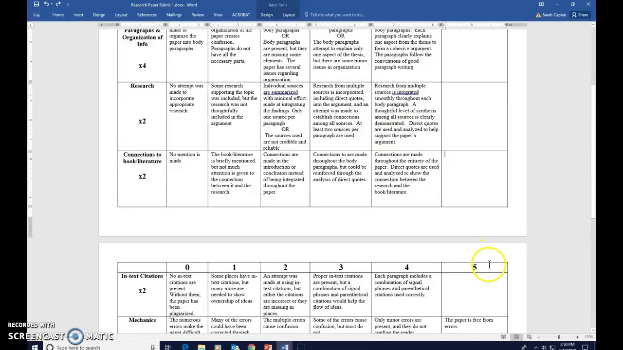 Research Paper Rubric