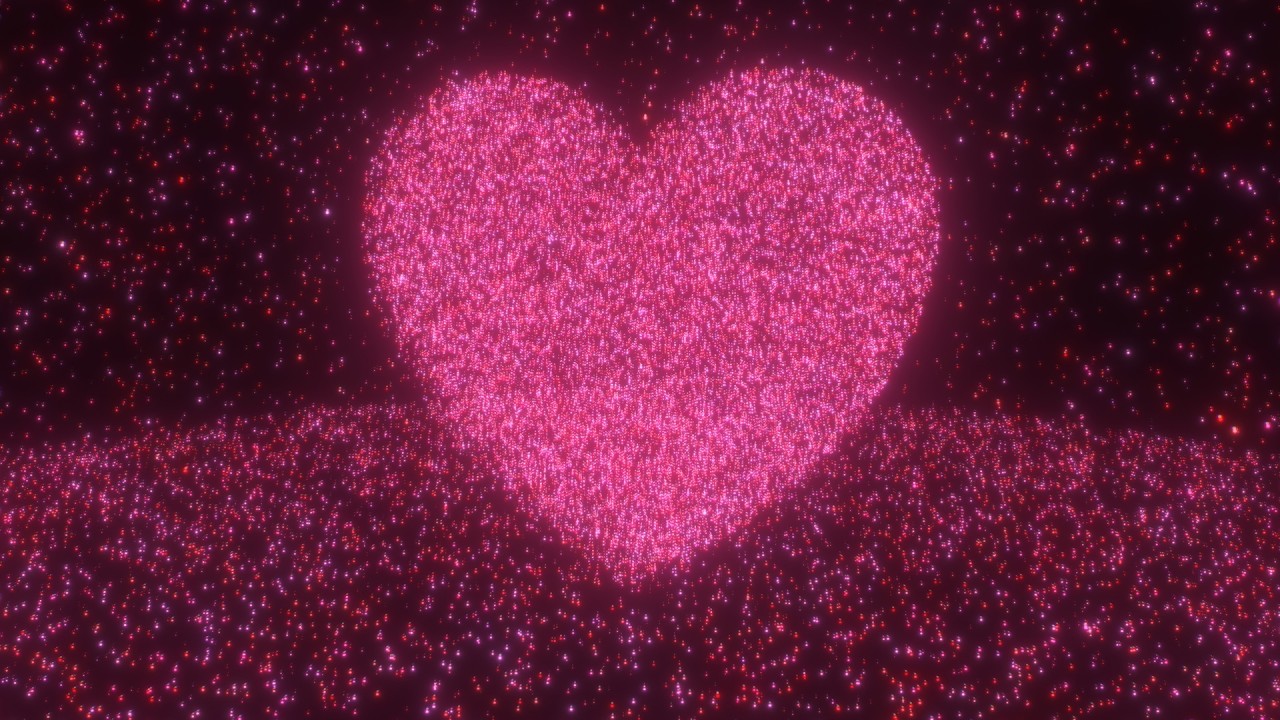 Beautiful Valentines Day Love Heart Shape 3D Star Sparkle Formation 4K DJ Visuals Loop Background