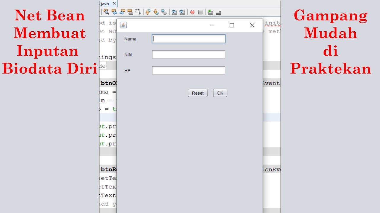 Membuat Input Menggunakan jFrame pada NetBean - Bahasa Pemrograman Java