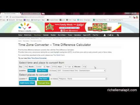 How to use Timeanddate com to convert one time zone to another