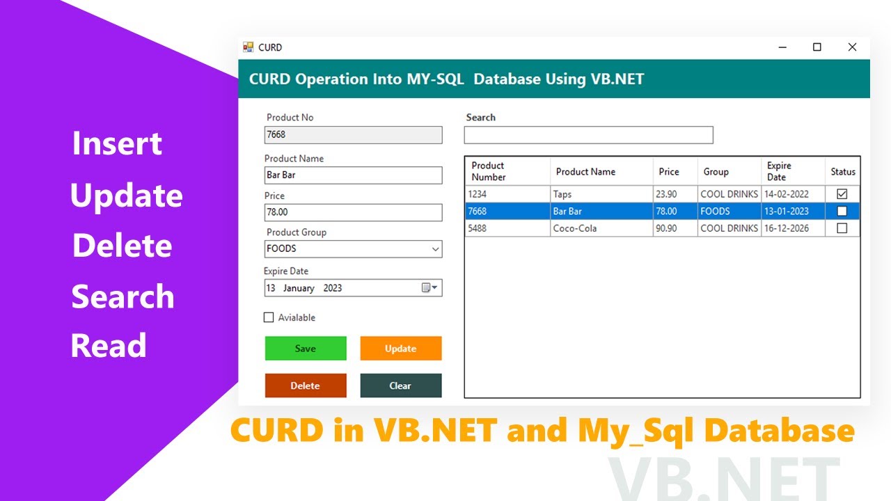 VB.NET- SQL (XAMPP) | insert, update, delete, search [CRUD] in Visual Basic Net